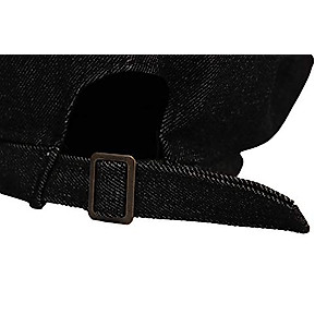 WITHMOONS Beret Hat Denim Cotton British Style Strap Adjustable JDF1177 (Black)