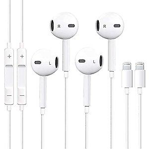 Apple Earbuds, 2 Pack iPhone Wired Earphones Stereo Sound with Built-in Microphone Support Volume Control, Music and Calling, Compatible with iPhone 14/13/12/11//X/Xs/XR/se/8/7 iPad and More
