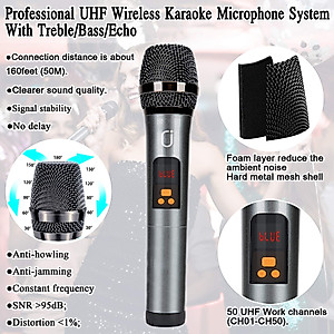 JYX Karaoke Machine with Wireless Microphone, Portable Bluetooth Speaker with Bass/Treble Adjustment, PA System with Remote Control, LED Lights,Supports TF Card/USB, AUX in, FM, REC,TWS for Party