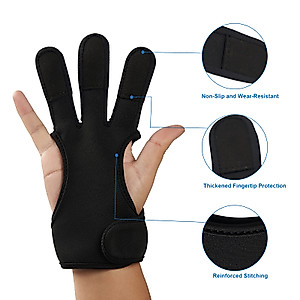 TOPARCHERY Archery Glove Three Finger Guard - Shooting Gloves Finger Tab for Men Women Beginner, Recurve Compound Bow Hunting Target Archery Accessories