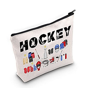 Hockey Player Gift for Girl Hockey Cosmetic Bag Hockey Lover Gift Hockey Makeup Zipper Pouch for Hockey Mom Hockey Coach Hockey Team Hockey Girls (Hockey)