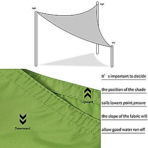 Jneaicn Shade Sail Waterproof Sun Canopy Triangle 6'5''x 6'5''x 6'5'' Shade Sails UV Block for Patio Backyard Lawn Yard in Color Green