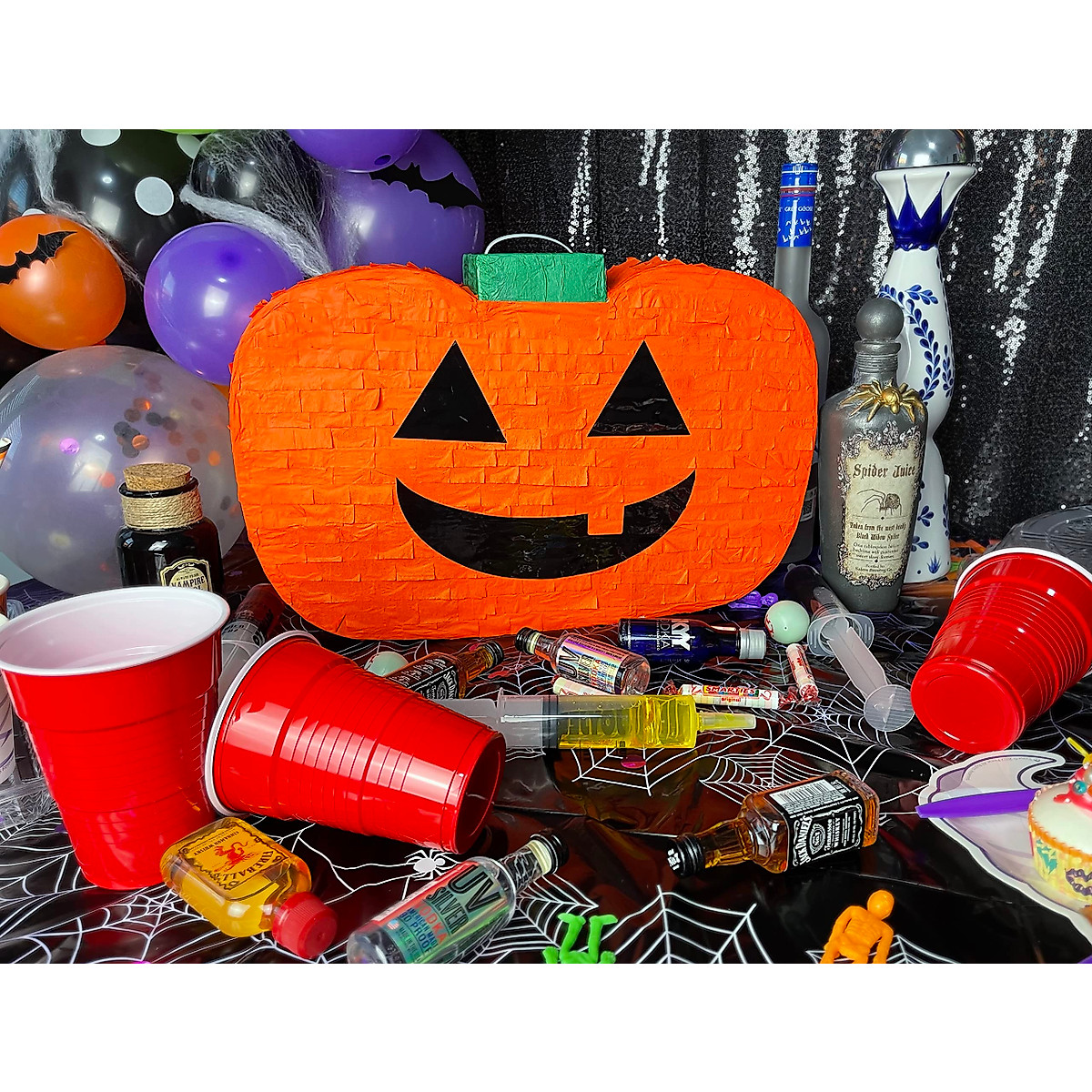 Halloween Pumpkin Piñata with stick 17"x10" Perfect for Halloween Party Decorations, Photo Prop, October Birthday, Funny and Spooky - Fits candy/favors: by Get a piñata