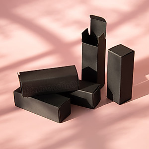 Framendino, 50 Pack Black Rectangle Lipstick Boxes Lip Gloss Boxes Lipstick Bottle Boxes Resuable Lip Balm Packaging Cases Essential Oil Wrapping Box for DIY Lip Gloss Gift Packaging