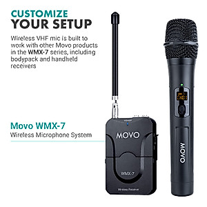 Movo WMX-7-TH VHF Portable Handheld Microphone Transmitter for The WMX-7 Wireless Microphone System - 12-Channel Wireless Mic Best Wireless Microphones for Weddings, Interviews, Presentations