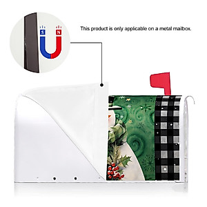 Texupday Winter Snowman With Cardinal Buffalo Check Plaid Decoration Mailbox Cover With Magnetic Strip Holiday Mailbox Wraps Post Letter Box Cover Standard Size 21" X 18" for Garden Outdoor Yard Decor