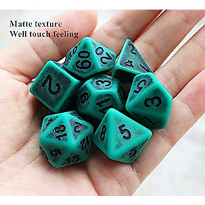 DND Dice Set Ancient RPG Dice for Dungeons and Dragons(D&D) Pathfinder MTG Tabletop Role Playing Game Polyhedral 7-Die Dice Group (Green)
