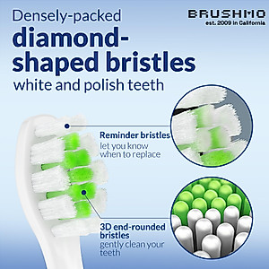 Brushmo Whitening Replacement Toothbrush Heads Compatible with Philips Sonicare DiamondClean HX6062/65, White, 8 Pack