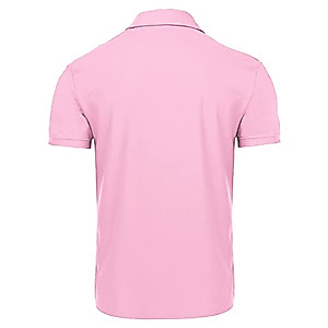 ZITY Mens Polo Shirt Short Sleeve Sports Golf Tennis T-Shirt 012-Pin 3XL Pink