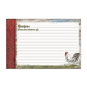 Brownlow Gifts Recipe Cards, Barnyard Rooster, Multicolor 36-Count