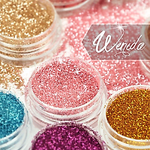 Glitter Wenida 12 Colors Holographic Cosmetic Festival Powder Sequins Craft Glitter for Arts Face Hair Body Nail