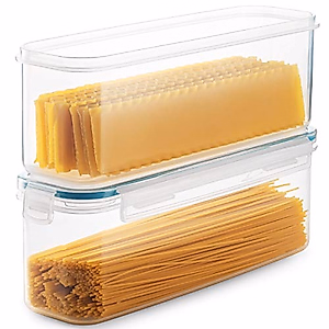 Komax Biokips Pasta Storage Containers w/Locking Lids (Set of 2) Airtight Food Storage Containers for Pantry - Pasta Containers for Organizing Pantry - Dishwasher Safe Canister Set (11.5 x 3.5 x 4.3)