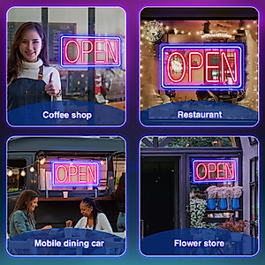 KABOER Neon Open Sign,16"x 9" LED Lights Open Sign Christmas Decoration,New Ultra Bright LED Neon Sign Wall Art for Business Bar Salon Shop Club(OPEN)
