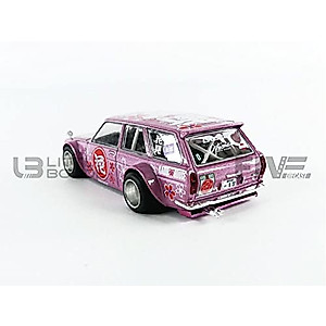 Truescale Miniatures 1971 Datsun 510 Wagon Hanami V1 Pink (Designed by Jun Imai) Kaido House Special 1/64 Diecast Model Car by True Scale Miniatures KHMG012