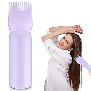 Root Comb Bottle Applicator, 6 OZ Graduated Hair Oil Bottle With Brush and Comb for Coloring, Styling and Hairdressing