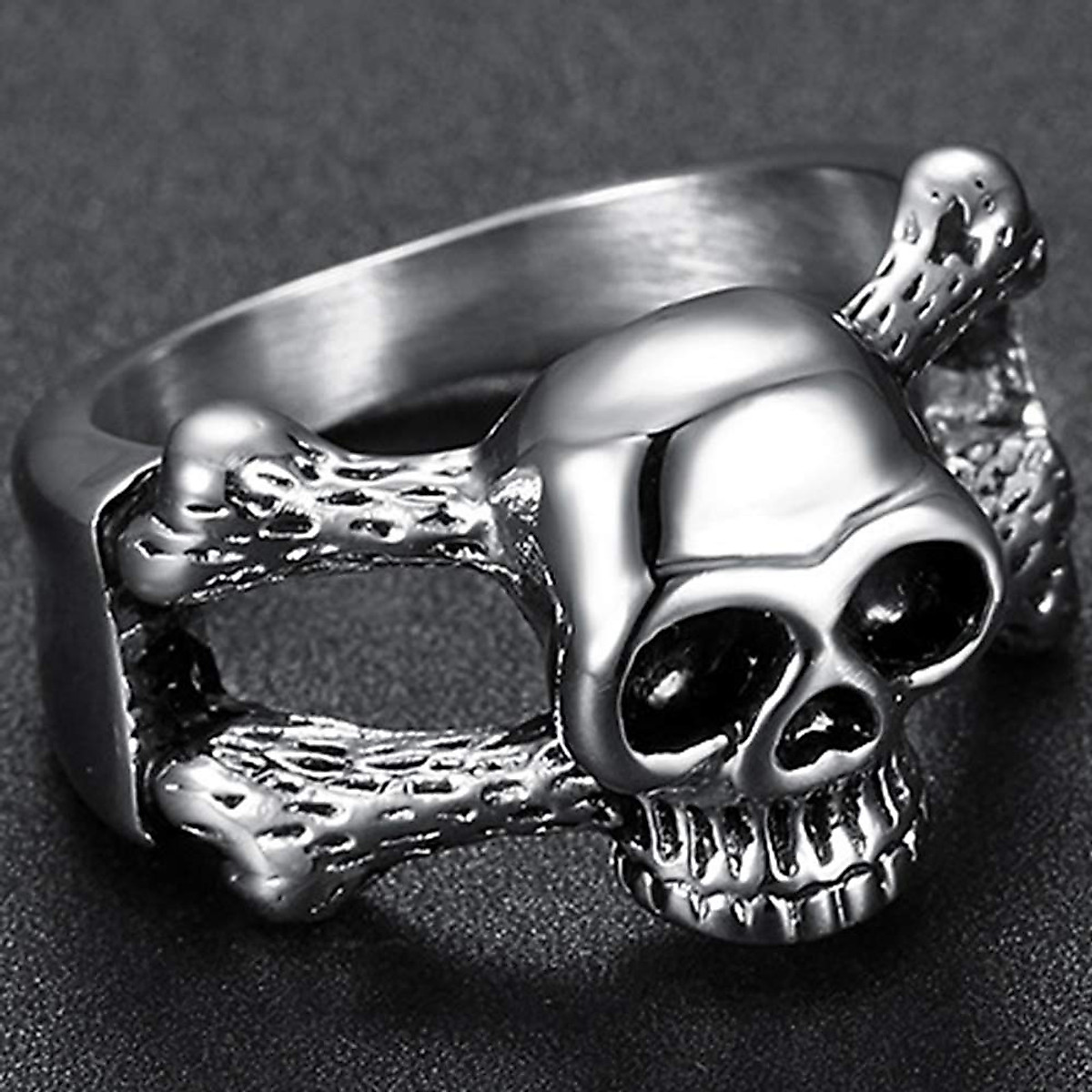 Jude Jewelers Stainless Steel Retro Vintage Gothic Skull Cocktail Party Biker Ring (Silver, 11)