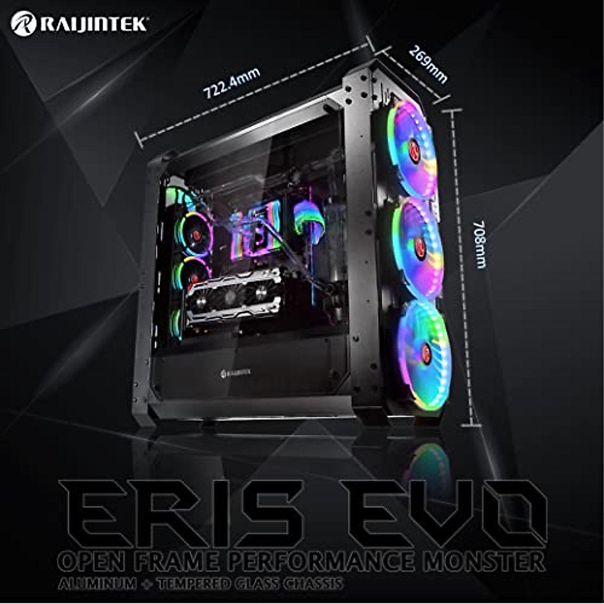 RAIJINTEK ERIS EVO, EEB/EATX case with Tempered Glass Side Panel, Maximum CPU Cooler Height up to 170 mm, Supports up to 5×2.5" HDD or 5×2.5" HDD/SSD
