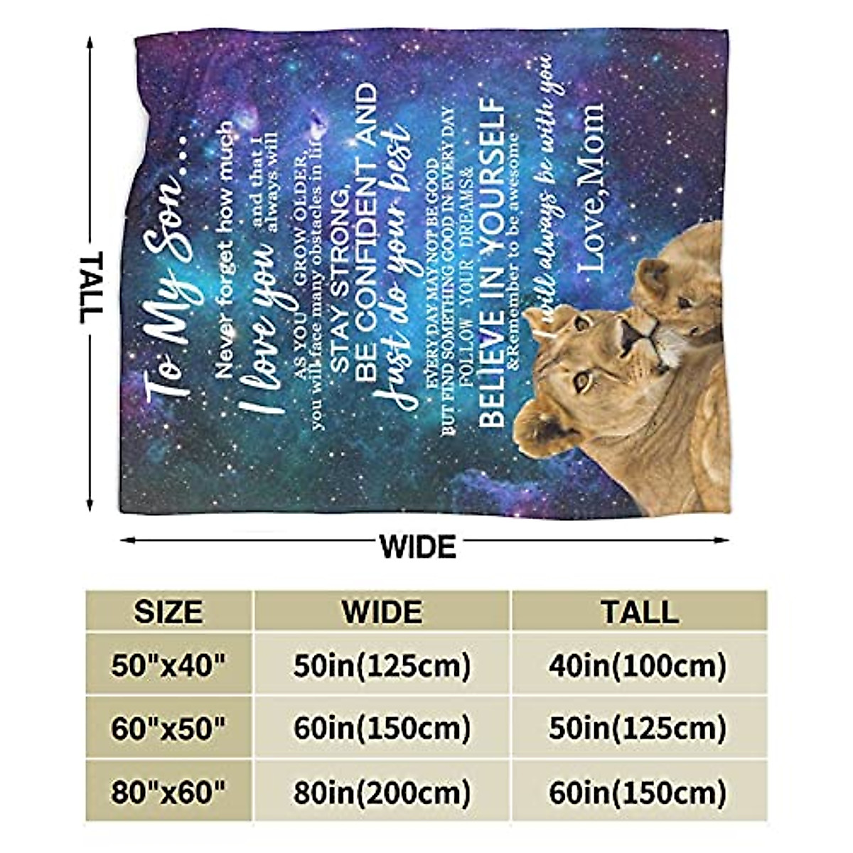 Birthday Gift to My Son Blanket from Mom Soft Cozy Flannel Throw Blankets for Christmas Thanksgiving Halloween 60"X50"