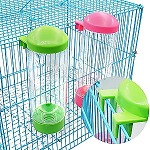 2Pcs Pet Water Bottle Rabbit Hang Water Drinking Bottle No Drip Small Pet Fountain Automatic Water Feeder Watering Systerm for Rabbit Guinea Pig Hamster Color Random