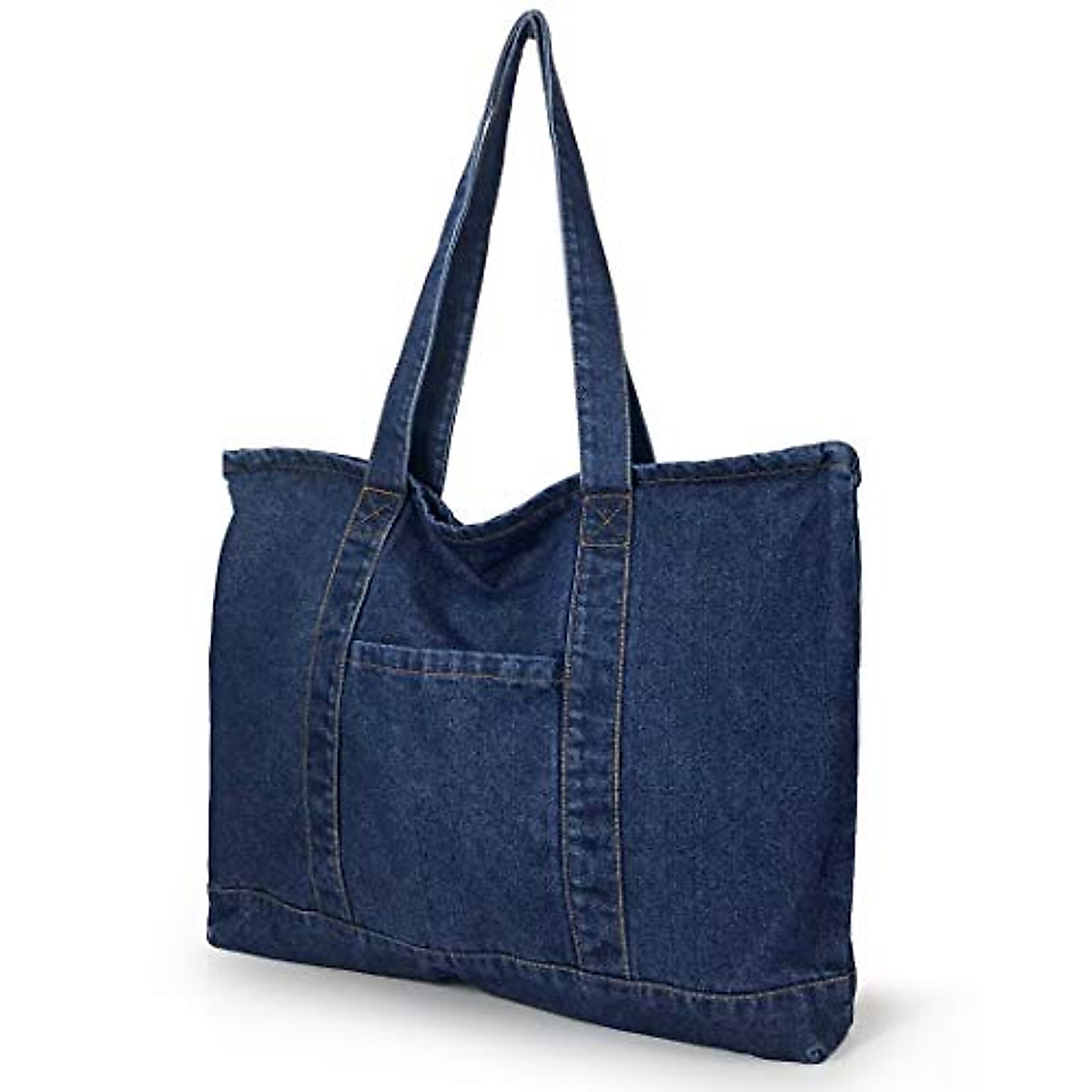 HOXIS Light Weight Soft Denim Tote Unisex Shopper Shoulder Handbag (Navy)