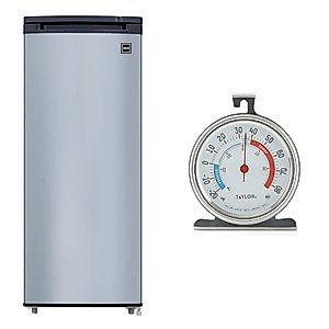 RCA RFRF695 Upright Freezer, 6.5 cf Stainless & Taylor Precision Products 5924 Large Dial Kitchen Refrigerator and Freezer Kitchen Thermometer, 3 Inch Dial,Silver