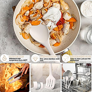 Kitchen Utensils Set, Umite Chef 22Pcs Silicone Cooking Utensils Set, Heat Resistant Silicone Kitchen Spatulas Set with Holder, White Cooking Gadgets Tools Set for Nonstick Cookware, Dishwasher Safe