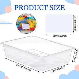 Hoolerry 24 Pcs Plastic Cubby Storage Bins Classroom Cubby Organization with Self Adhesive Labels Bin Small Stackable Storage Containers Toy Book Storage Box for School(Clear, 14 x 10 x 3 Inch)