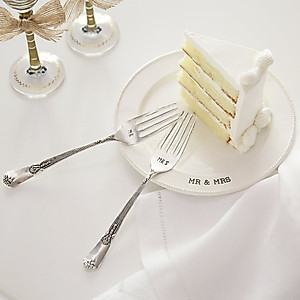 Mud Pie MRS, Plate and Fork Set, White