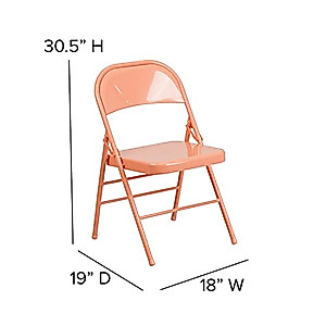 Flash Furniture Metal Folding Chairs, 2 Pack, Sedona Coral