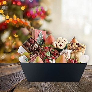 Baskets For Gifts Empty, 5 Pk Black Empty Gift Baskets To Fill, Sturdy Cardboard Tray With Handles, Large Gift Baskets Empty Bulk For Beautiful Gifts, Christmas, Easter, Halloween