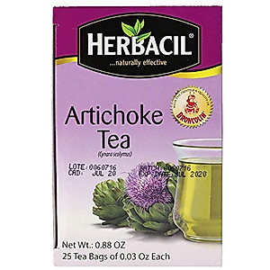 Herbacil Artichoke Tea, Herbal Tea, Caffeine-Free, 2-pack of 25 tea bags per box (50 bags)