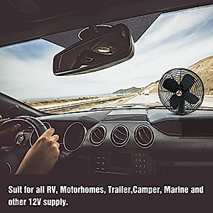 Homdec 12V RV Cooling Fan with 2-Speed Switch, 8.75-Inch Heavy Duty Black Metal Fan, 12Volts Car Fan, use for Auto, Truck, RV, Car, Boat, and Buses (Pack of 1)