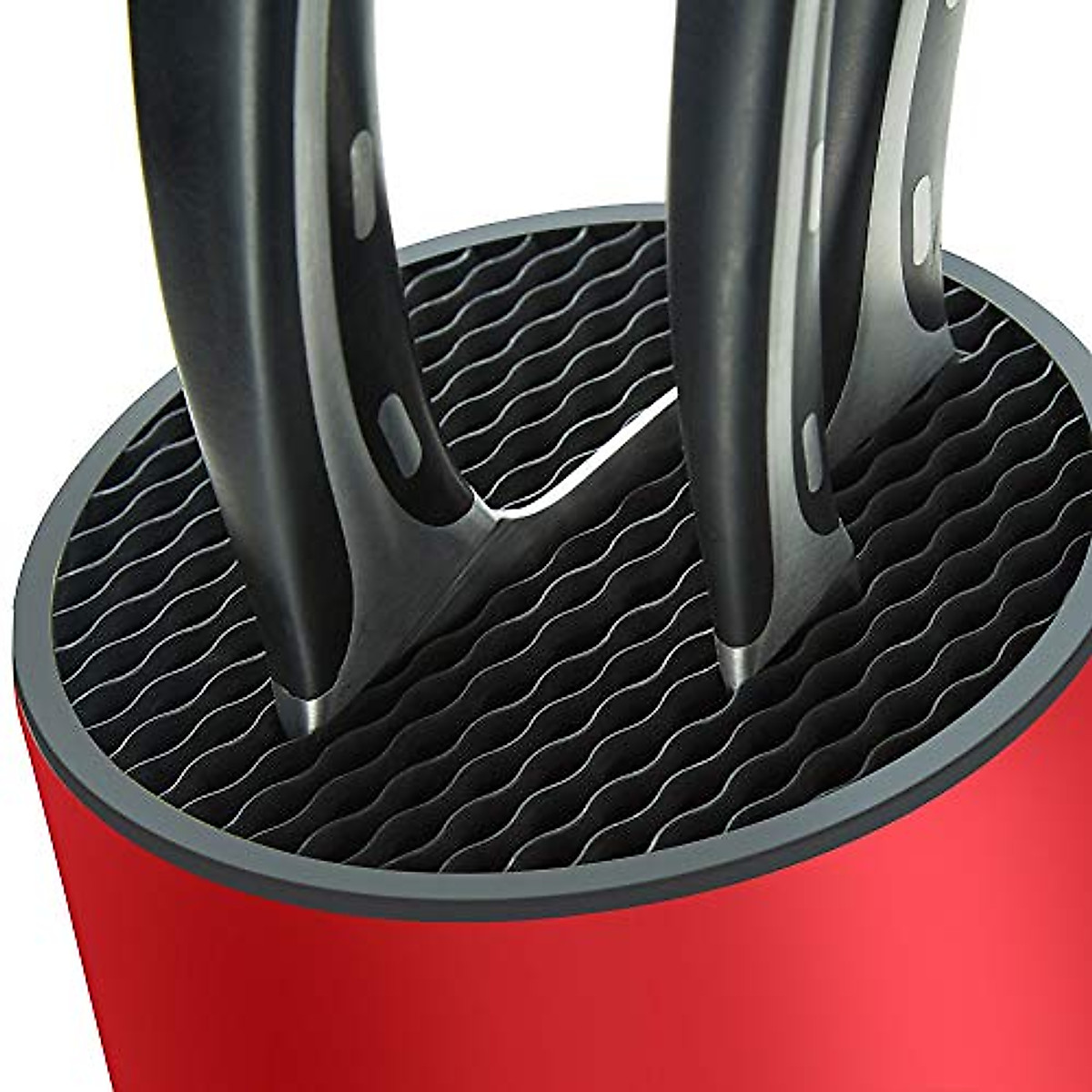 DESLON Knife Blocks, Knife Holder without Knives, Empty Knife Block, Universal Knives Blocks, Red Block Only Design with Scissors-Slot, Holds 12 to 15 Knives,Detachable for Easy Cleaning