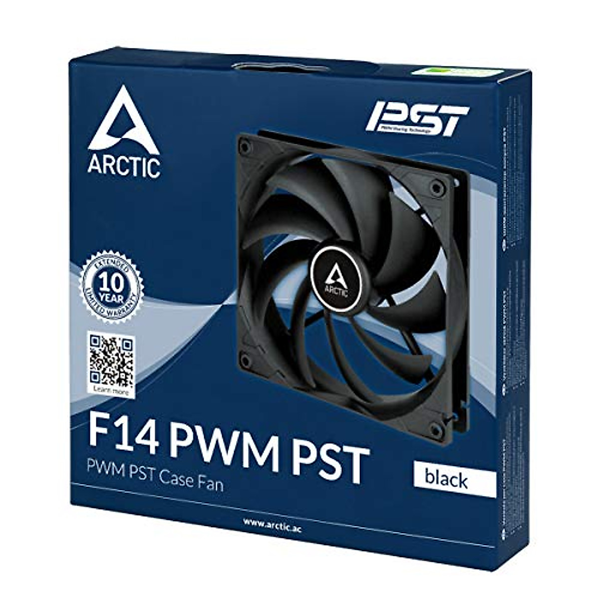 ARCTIC F14 PWM PST - PC Fan, 140mm PWM PST Case Fan with PWM Sharing Technology (PST), Quiet Motor, Computer, Fan Speed: 200–1350 RPM - Black
