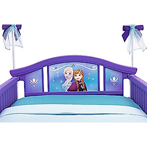 Delta Children Canopy Toddler Bed, Disney Frozen + Twinkle Galaxy Dual Sided Recycled Fiber Core Toddler Mattress (Bundle)