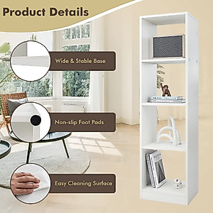 Tangkula 4 Cube Bookshelf, Freestanding 5 Tier Open Bookcase, Modern Cube Storage Organizer with Anti-toppling Device, Multipurpose Wooden Display Shelving for Living Room Study Office (1, 4-Cube)