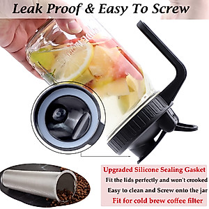 Wide Mouth Mason Jar Lids With Pour Spout And Handle Airtight Leak-proof With Flip Cap Turns Your Mason Jar into Pitcher (Jar Not Included)