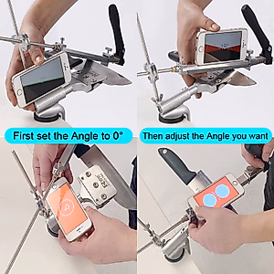 Professional Fixed-Angle Knife Sharpener Kit System with 17 Whetstones, 360° Rotation Flip Design Stainless Steel Precision Adjust Knife Sharpener Tool, Angle Adjustable Knife Sharpening System