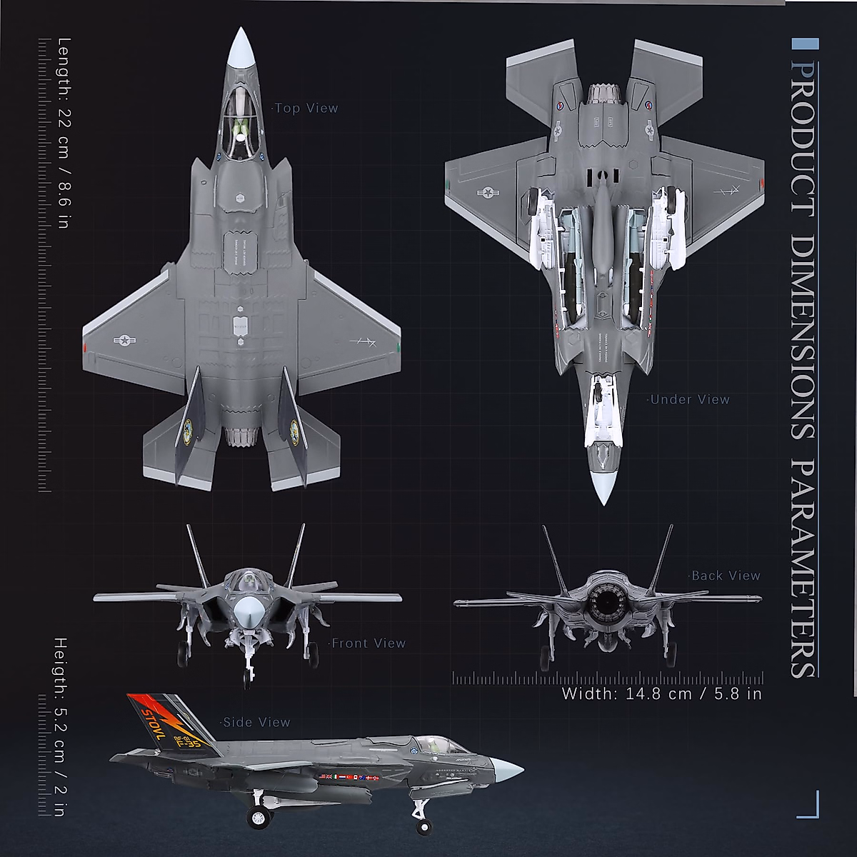1/72 F35B Lightning II Attack Fighter Plane Metal Aircraft Model Military Airplane Model Diecast Plane Model for Collection or Gift