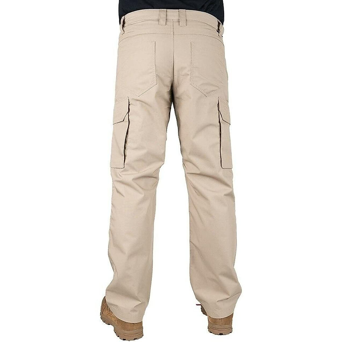 LAPG Men's Urban Ops Tactical Pants, Gusseted Crotch Lightweight Cargo Pants, Elastic Waistband Ripstop Work Pants, Water & Stain Resistant Pants for Men, Sierra, 36W x 32L