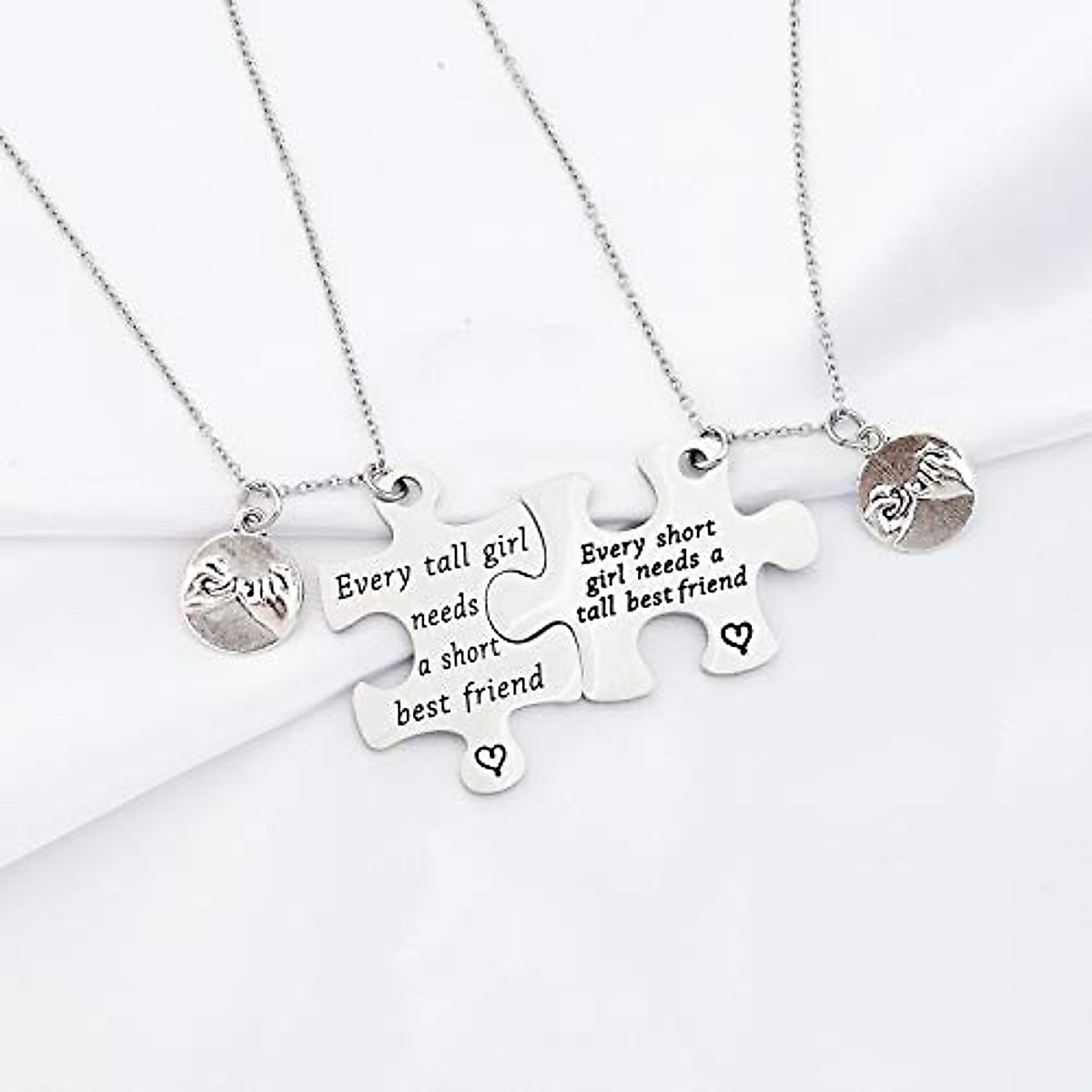PLITI Funny Short Tall BFF Matching Gifts Best Friends Bracelet Set of 2 BFF Gift Every Short Girl Needs a Tall Best Friend BFF Friends Jewelry Set Friendship Gift Bestie Gifts (short tall necklace)
