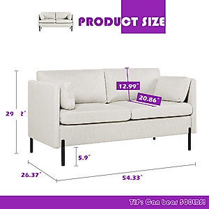 TYBOATLE Modern Living Room Furniture Sectional Sofa Sets 2 Pieces, Mid-Century Loveseat Couch and Comfy Accent Arm Chairs for Small Space, Apartment, Office (Cream Beige)