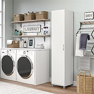 Pemberly Row Transitional 16" Utility Storage Cabinet in White