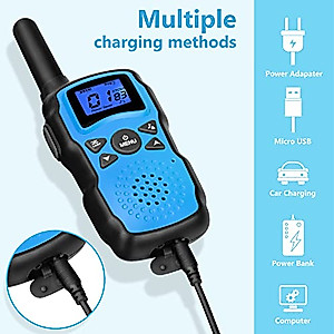 Wishouse Walkie Talkies for Kids Adult Long Range Rechargeable 3 Pack,Boy Wearable Walky Talky Set 2 Way Radio with USB Charger Battery,Camping Games Toy Birthday Xmas Gift for Girl Children Family