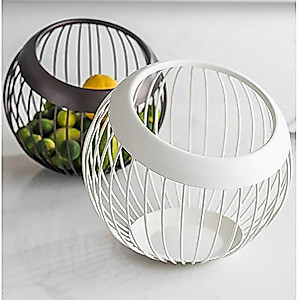 VANRA Metal Wire Fruit Bowl Sturdy Fruit Basket Fruit Holder Snack Storage Decorative Centerpiece Bowl for Modern Kitchen, Countertop, Living Room (White)