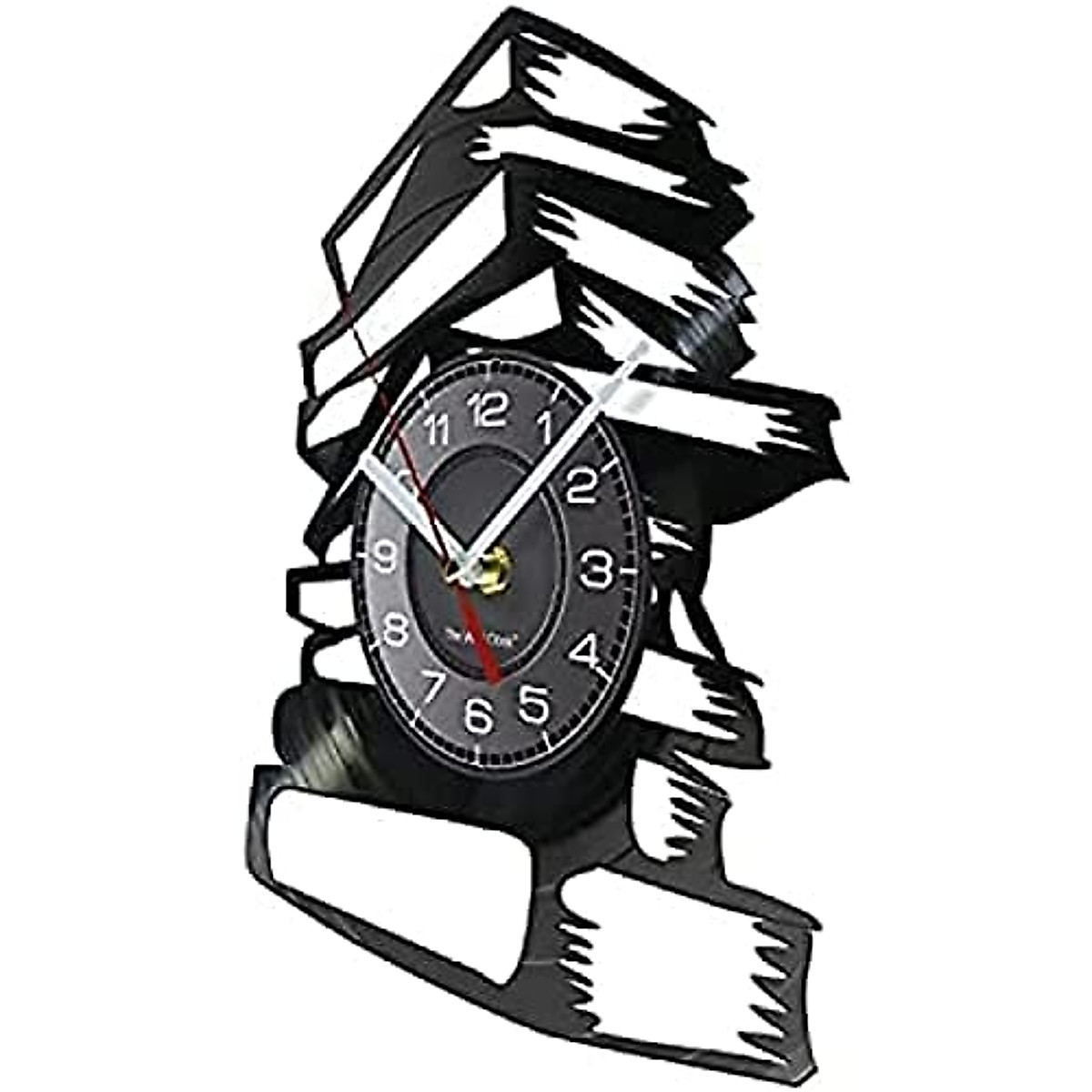 Wall Clock Books Stack Studio Vinyl Record Wall Clock for Library Reading Room Books Shadow Art Office Retro Album Decor Gift