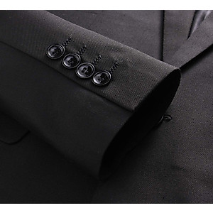 MOGU Mens Casual Dress Suit Slim Fit Stylish Blazer Coats Jackets US Size Blazer 38/Pants 34 Black