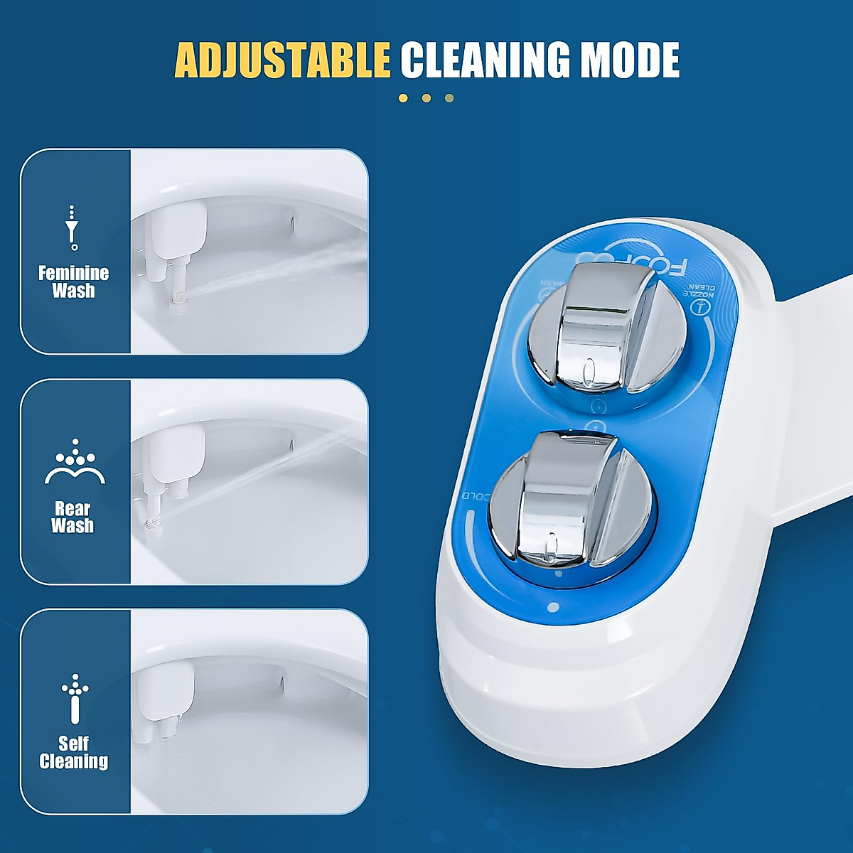FOOFOO Bidet, Non-Electric Bidet Attachment for Toilet Seat,Self-Cleaning, Dual Nozzle,Adjustable Water Pressure, for any Standard Two-piece Toilet