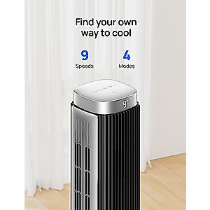 Dreo 42'' Pilot Pro Tower Fan with Remote, 25 DB Quiet DC Portable Bladeless Fan, 90° Oscillating,12H Timer, 9 Speeds,4 Modes, LED Display, Floor Fans for Bedroom Home Office, Black (DR-HTF005)