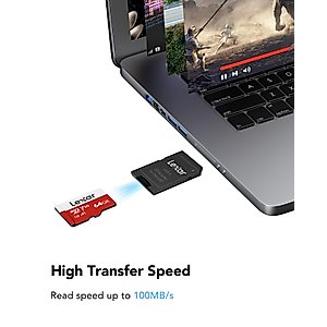 Lexar E-Series 64GB Micro SD Card, microSDXC UHS-I Flash Memory Card with Adapter, 100MB/s, C10, U3, A1, V30, Full HD, 4K UHD, High Speed TF Card